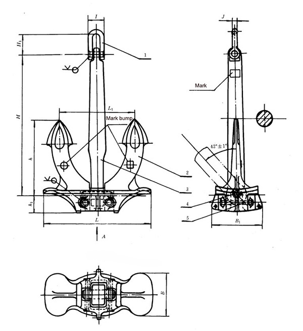 Type B Hall Anchor - Marine Anchor - Hi-Sea Stocks